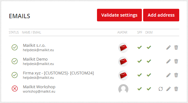 Mailkit - My account